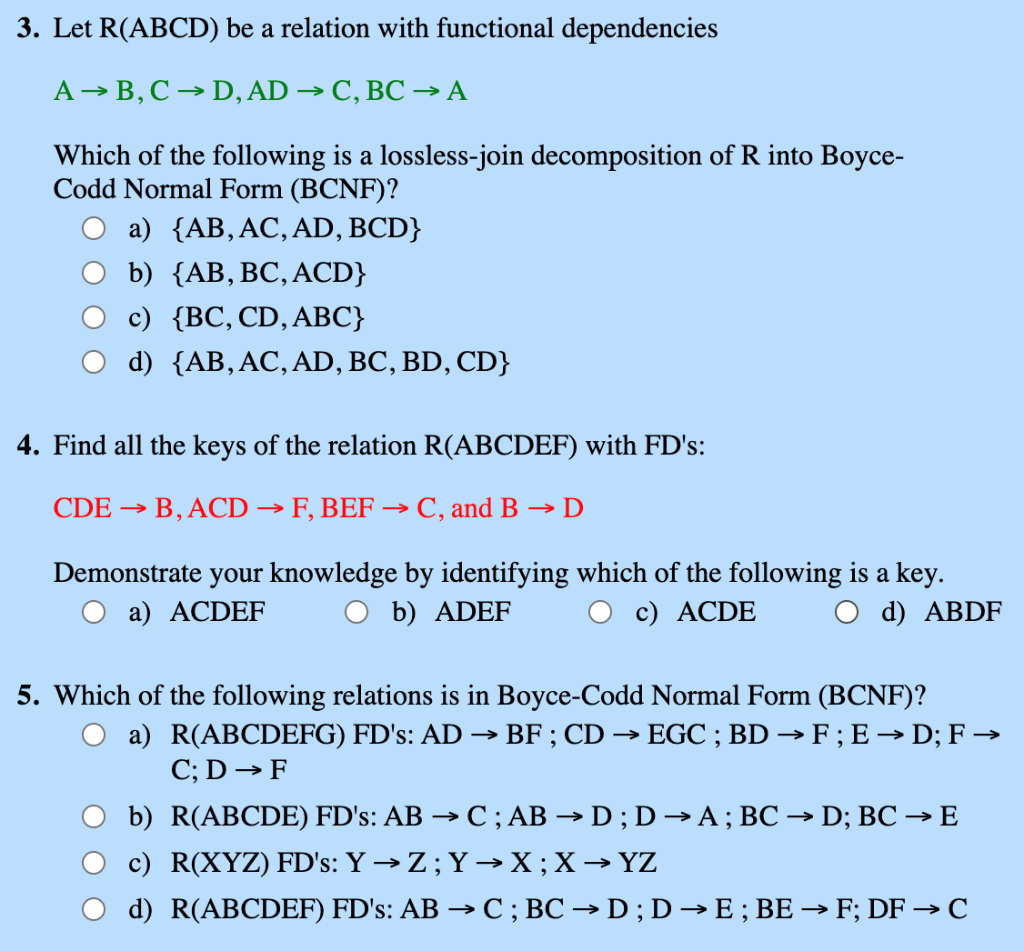 Solved You are given four pairs (F,G) of dependencies: a) | Chegg.com
