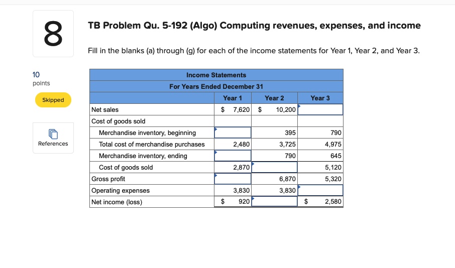 Solved TB Problem Qu. 5-192 (Algo) Computing revenues, | Chegg.com