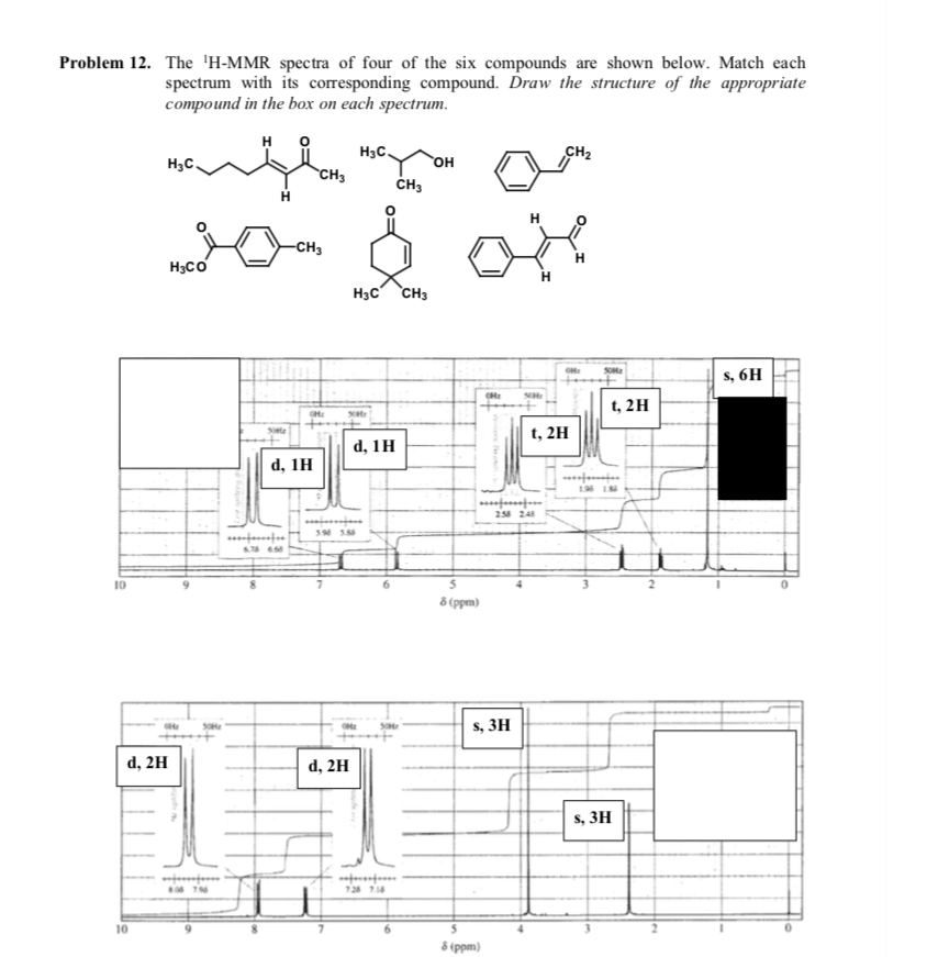 Solved Problem 12 The H Mmr Spectra Of Four Of The Six