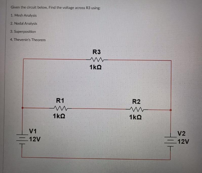 Solved Given the circuit below. Find the voltage across R3 | Chegg.com