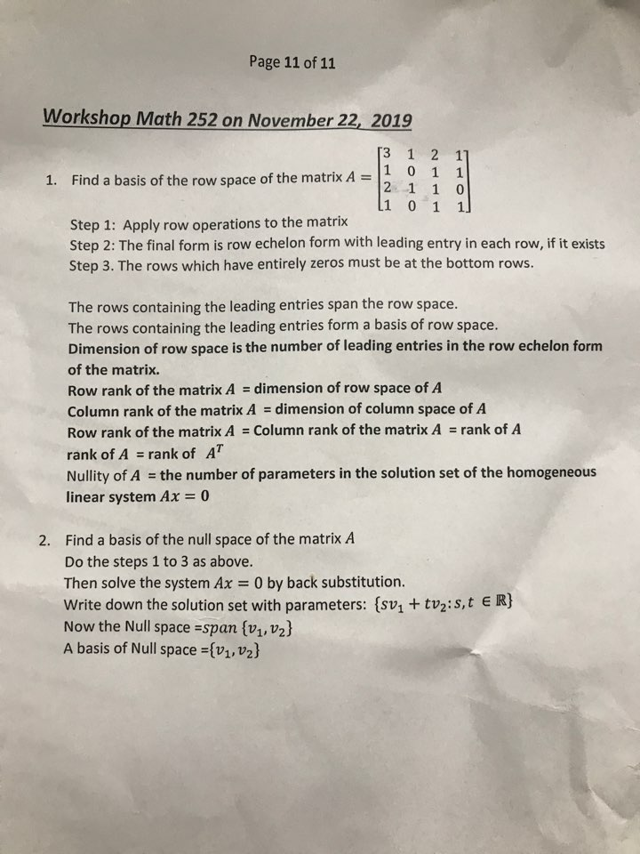 Solved Page 11 of 11 Workshop Math 252 on November 22, 2019 | Chegg.com