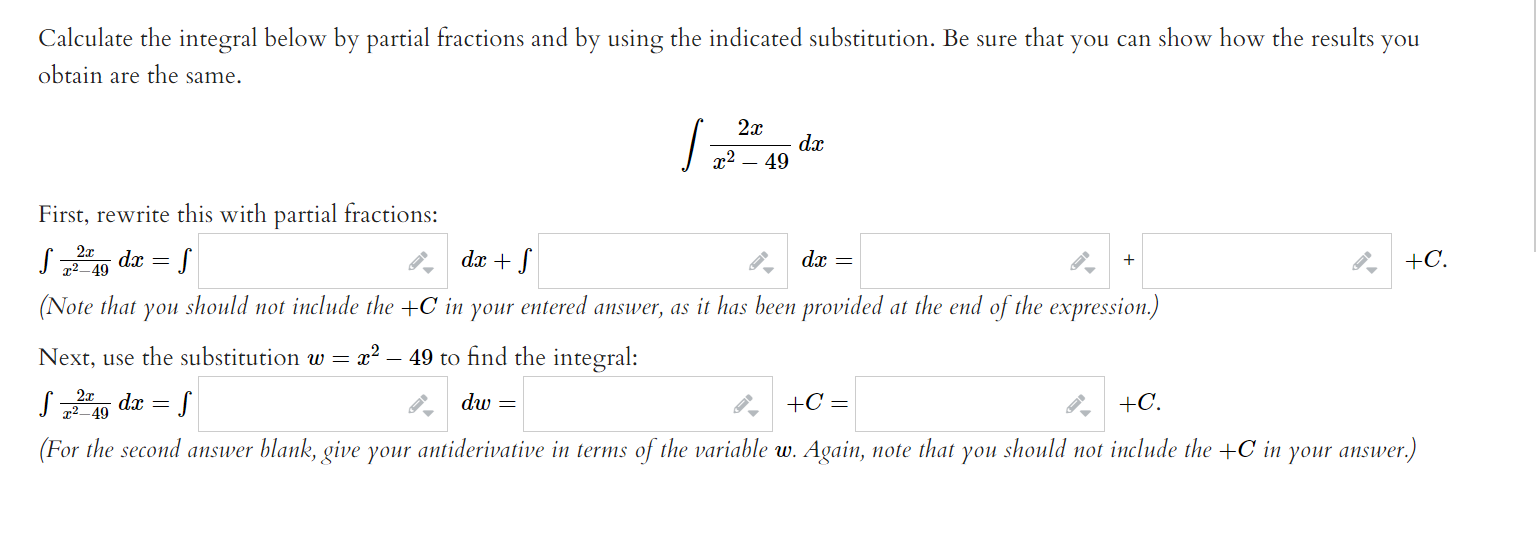 Solved Calculate the integral below by partial fractions and | Chegg.com