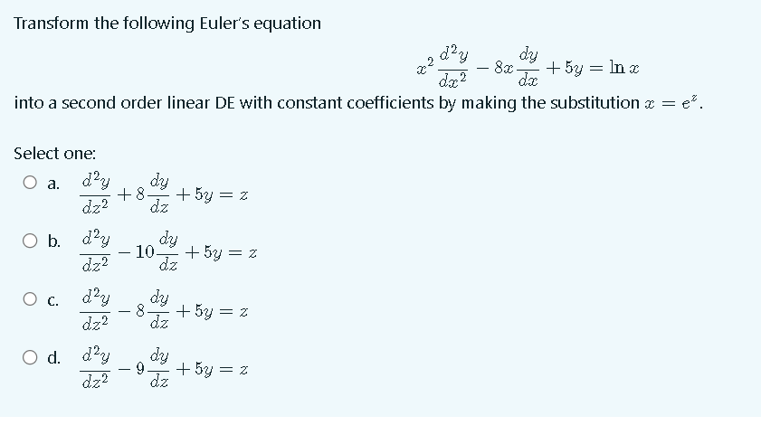 Solved Transform the following Euler's equation | Chegg.com