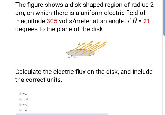 Solved The figure shows a disk-shaped region of radius 2 cm, | Chegg.com