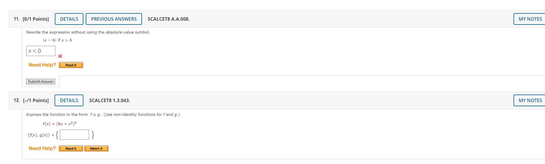 Solved 11. [0/1 Points] DETAILS PREVIOUS ANSWERS SCALCET8 | Chegg.com