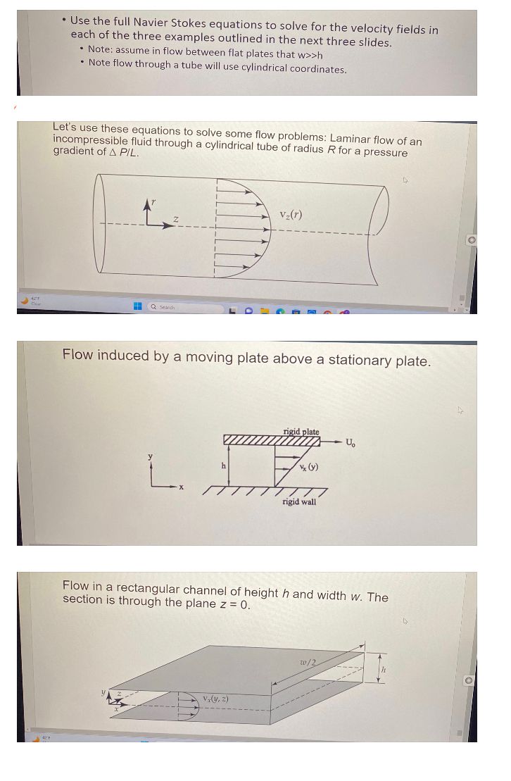 Solved - Use the full Navier Stokes equations to solve for | Chegg.com