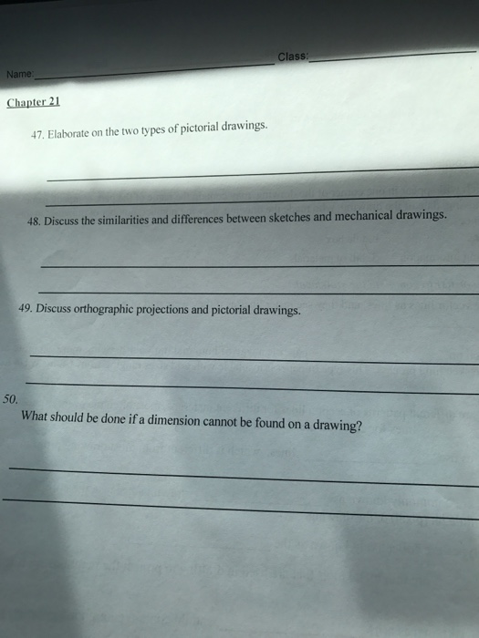 Solved Elaborate on the two types of pictorial drawings. | Chegg.com
