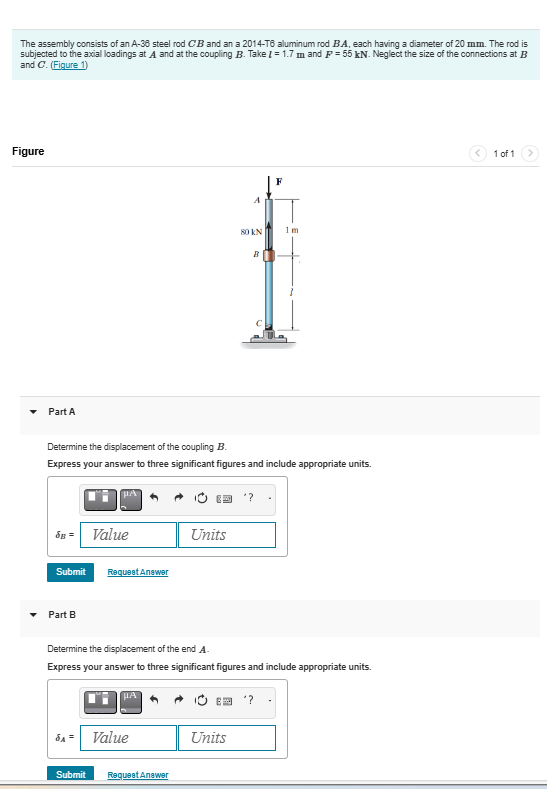 The assembly consists of an A-36 ﻿steel rod \( ﻿C B | Chegg.com