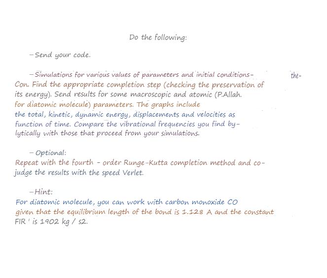 Solved Write the simplest molecular dynamics program | Chegg.com