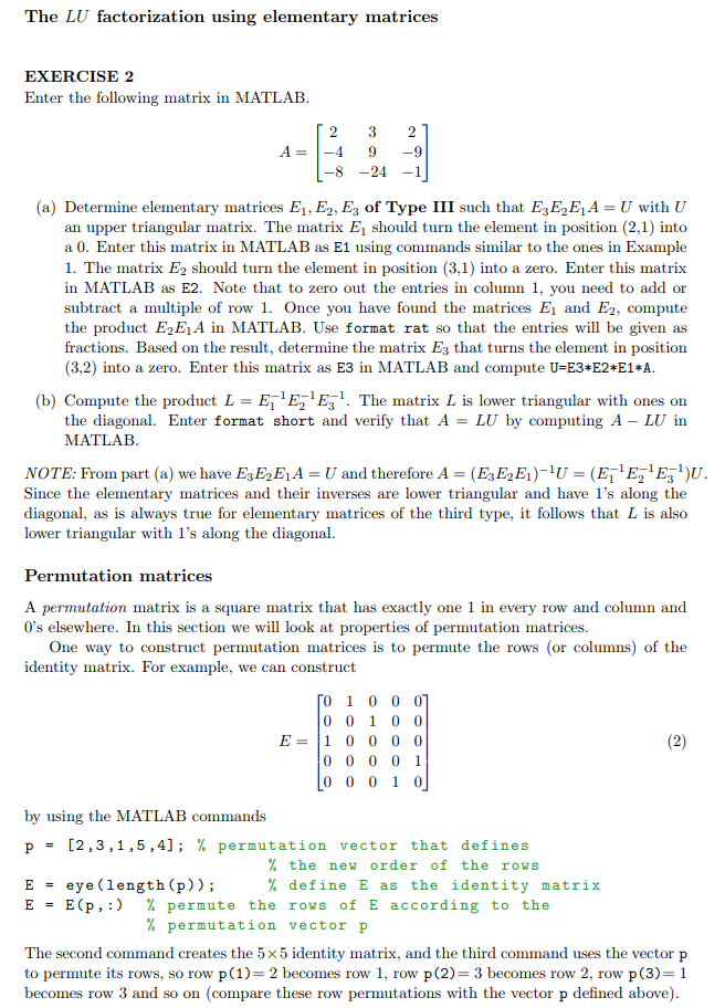 Example We can generate the three matrices listed in | Chegg.com