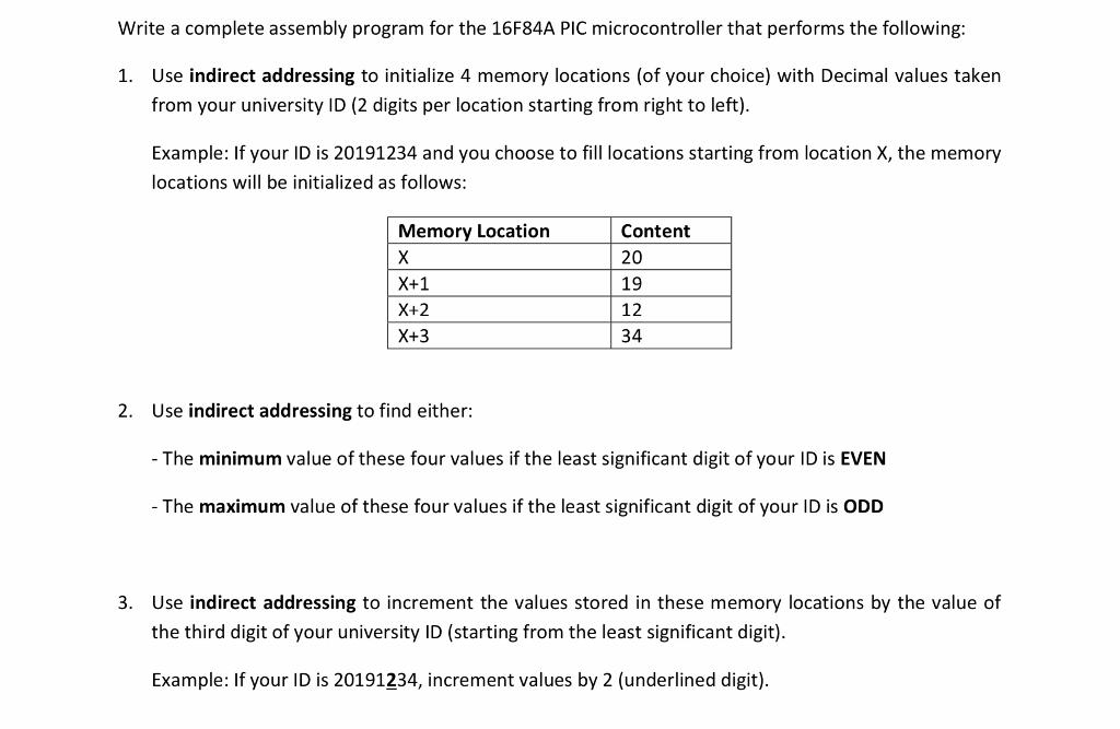 Solved Write a complete assembly program for the 16F84A PIC | Chegg.com