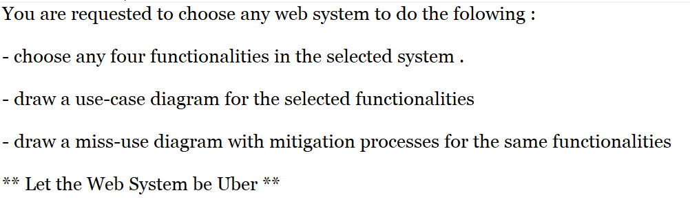 Solved For Uber system, we want to draw the Use Case | Chegg.com