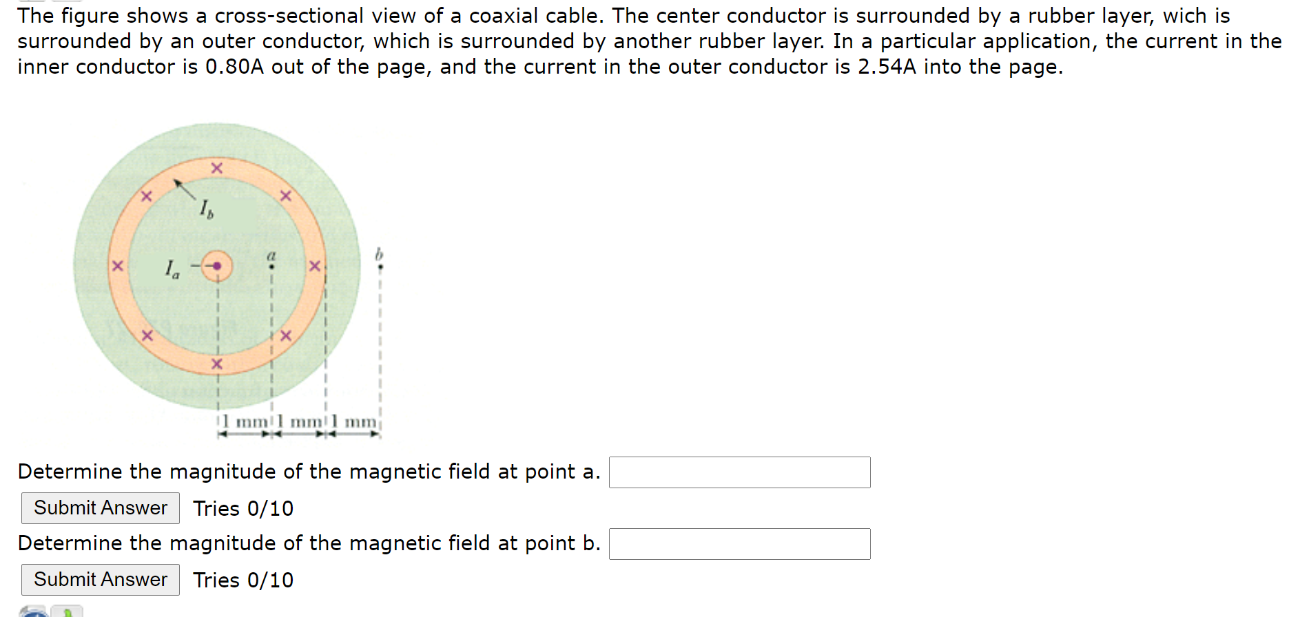 Solved The figure shows a cross-sectional view of a coaxial | Chegg.com
