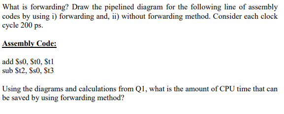 Solved What is forwarding? Draw the pipelined diagram for | Chegg.com