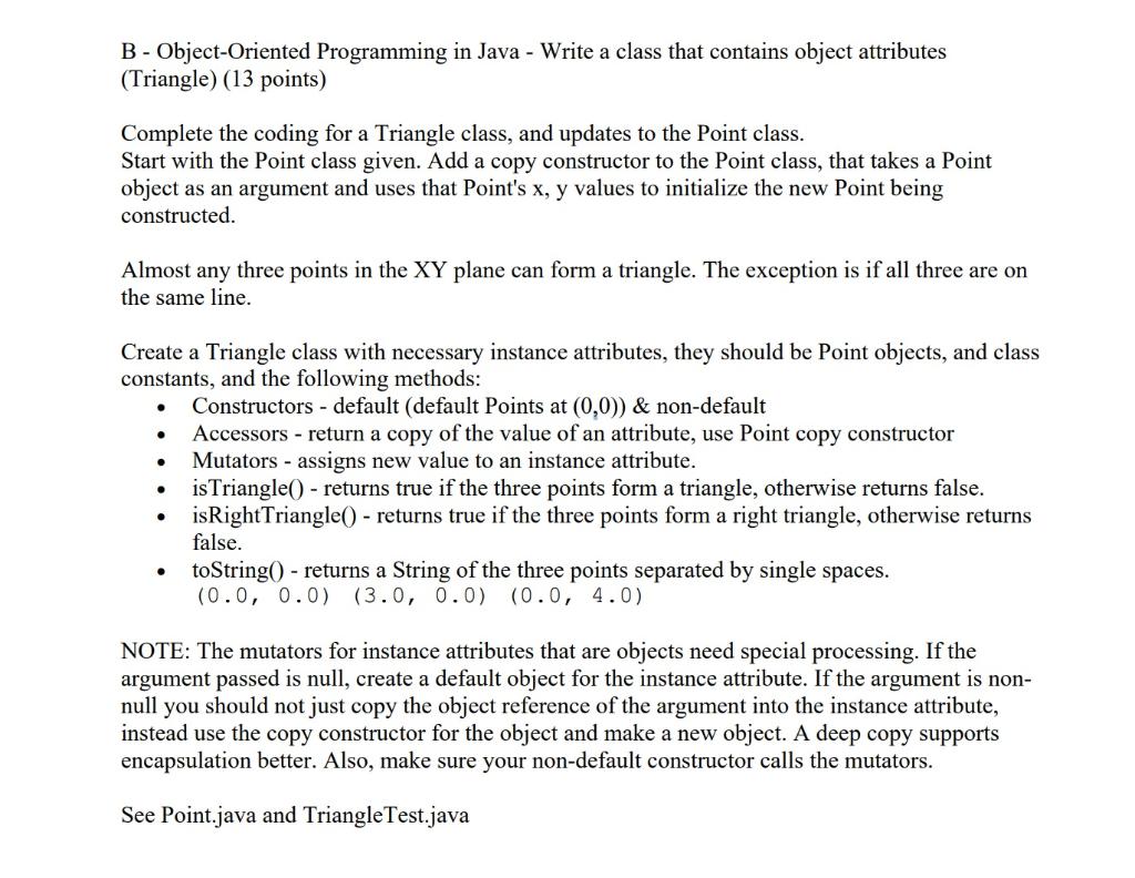 Solved B - Object-Oriented Programming in Java - Write a | Chegg.com