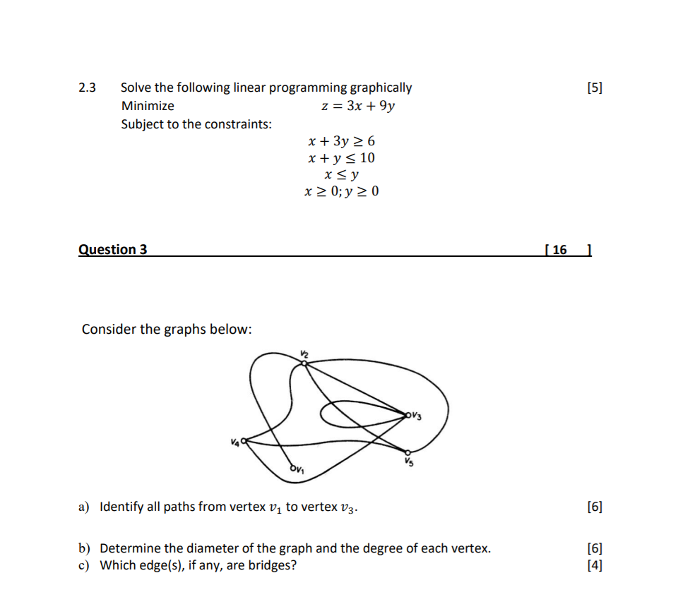 Solved 2.3 [5] Solve the following linear programming | Chegg.com