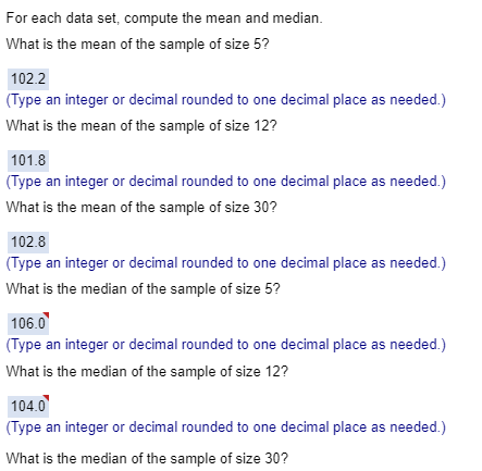 Solved Each of the following three data sets represents the | Chegg.com