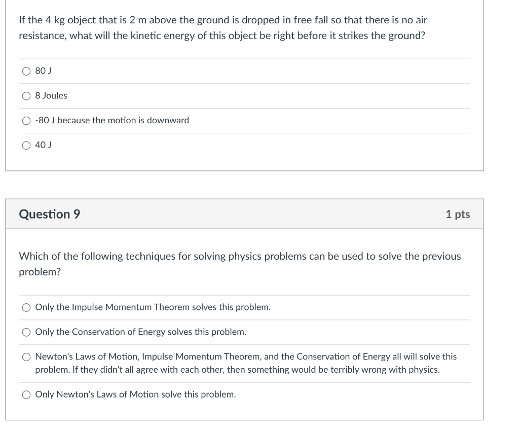 Solved If the 4 kg object that is 2 m above the ground is | Chegg.com