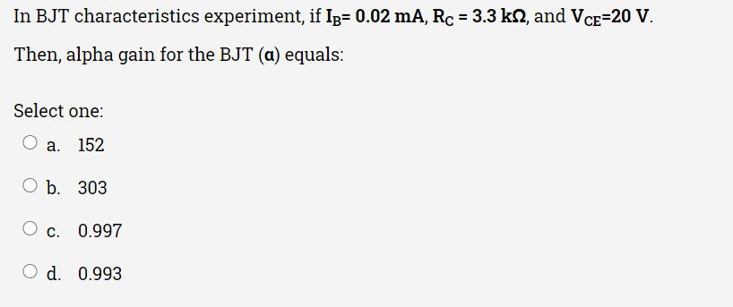 Solved In BJT characteristics experiment, if Ib= 0.02 mA, Rc | Chegg.com