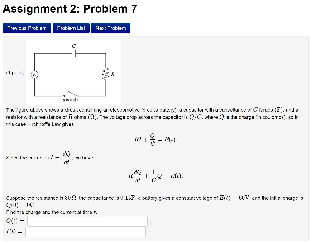 Solved Assignment 2: Problem 7 Previous Problem Problem List | Chegg.com