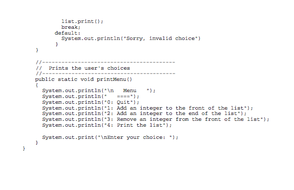 Solved IFILE: IntList.java Purpose: Defines a class that | Chegg.com