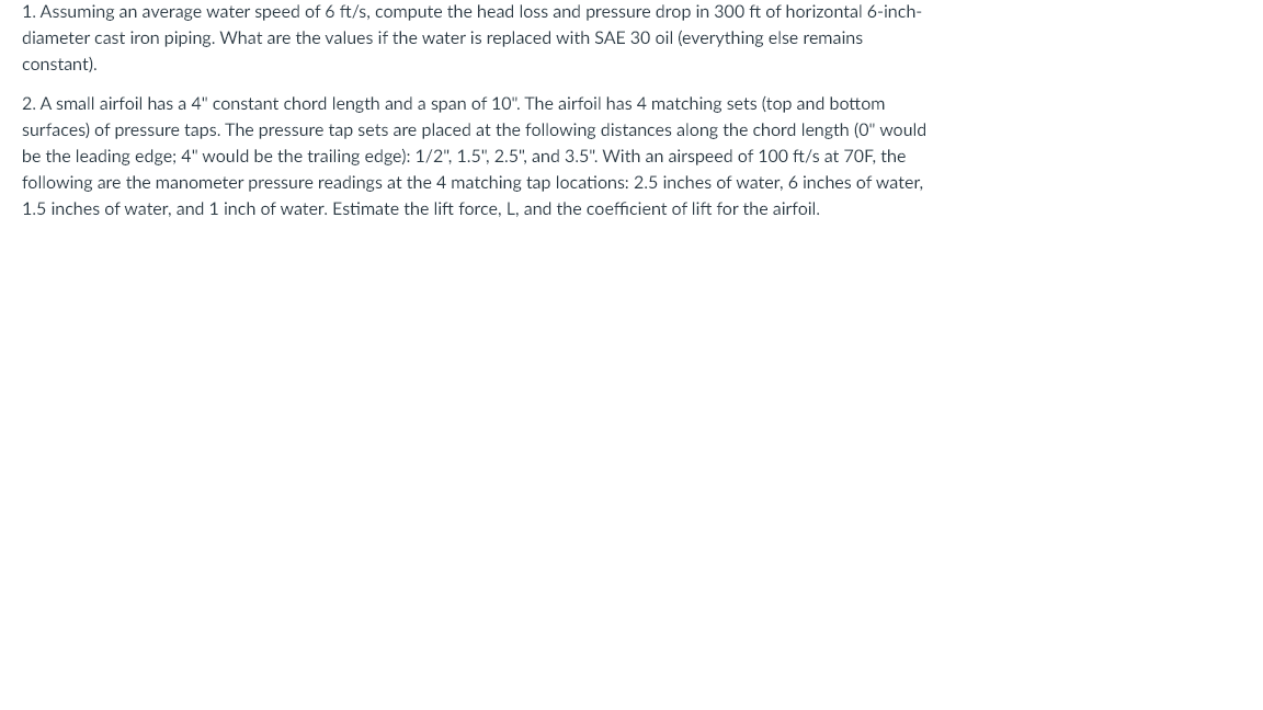 Solved 1. Assuming an average water speed of 6 ft/s, compute | Chegg.com