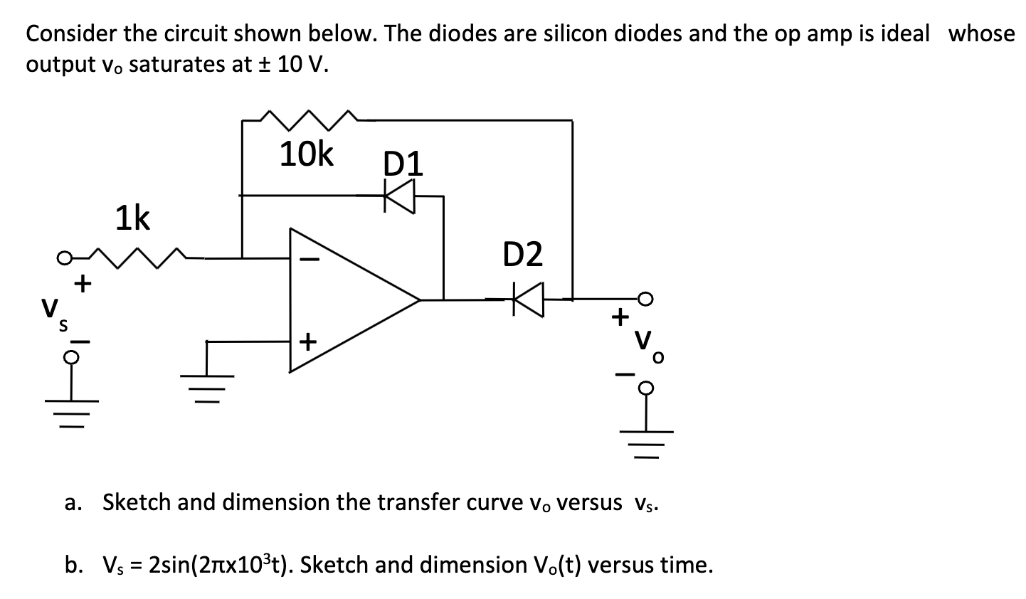 Solved Consider the circuit shown below. The diodes are | Chegg.com