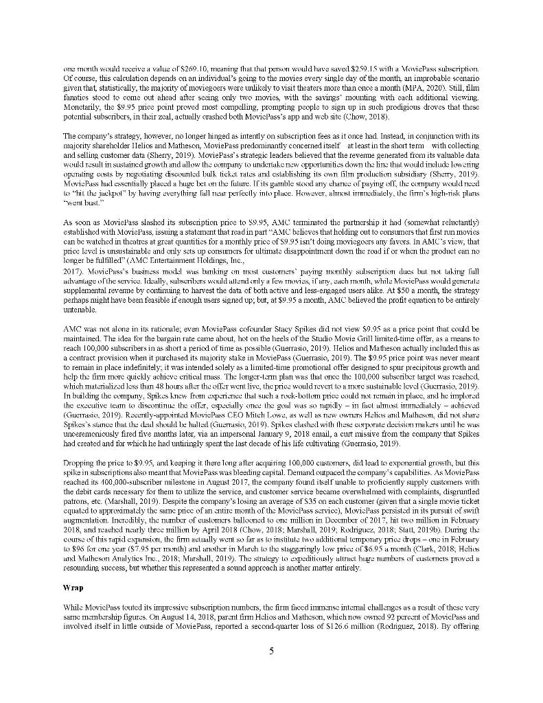 Solved MOVIEPASSED OUT: LESSONS GLEANED FROM CORPORATE | Chegg.com