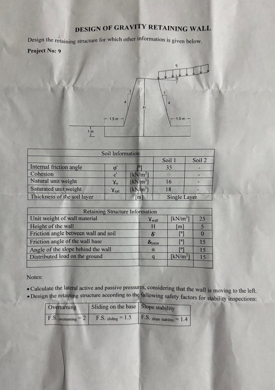 Solved 1-Calculate the lateral active and passive pressures, | Chegg.com