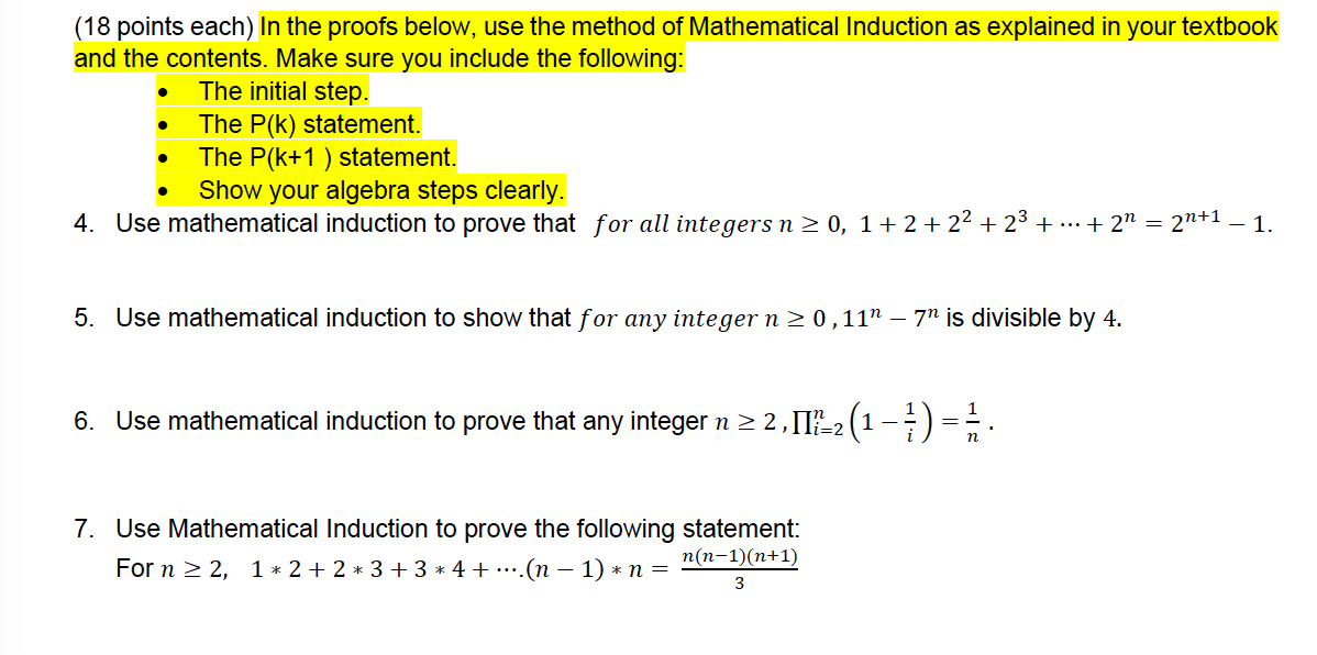 Solved (18 points each) In the proofs below, use the method | Chegg.com