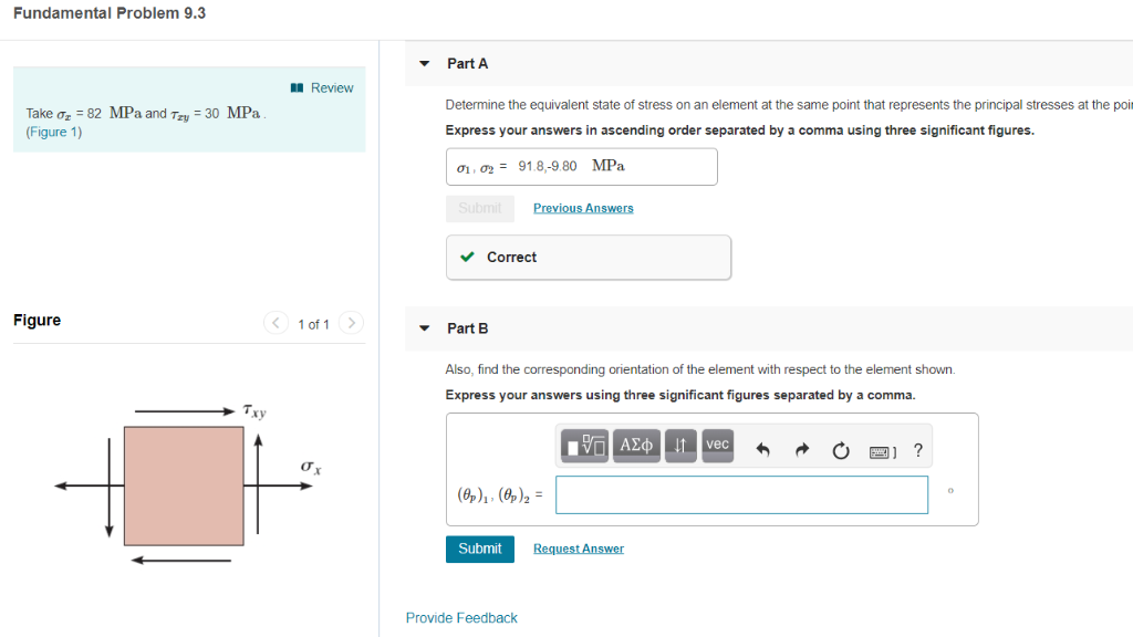 Solved Fundamental Problem 9.3 Part A Review Determine the | Chegg.com