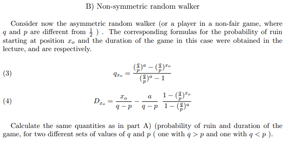 Solved B) Non-symmetric random walker Consider now the | Chegg.com