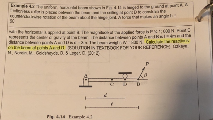Solved A. A Example 4.2 The uniform, horizontal beam shown | Chegg.com