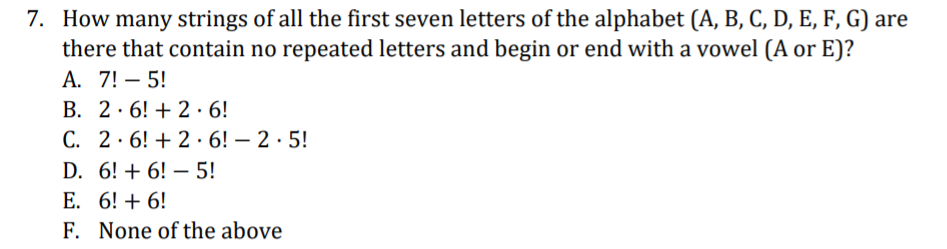 Solved 7. How many strings of all the first seven letters of | Chegg.com