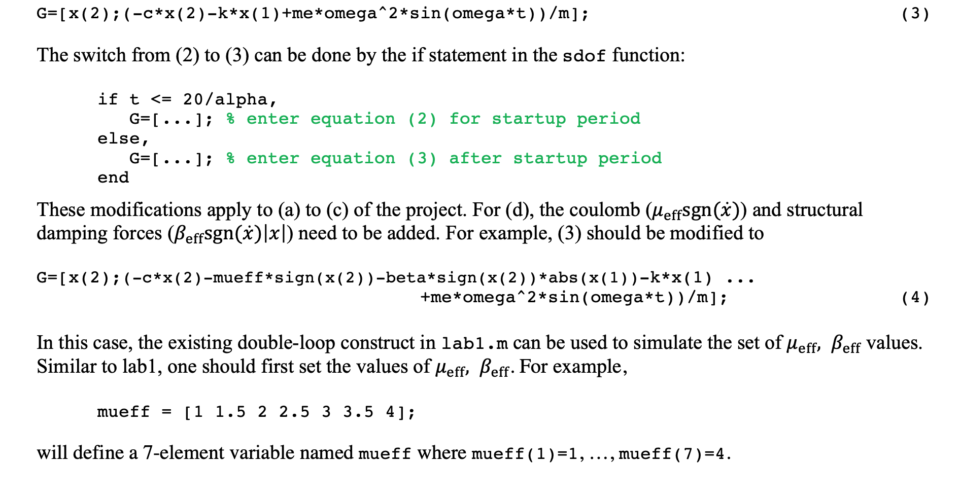 Lab2 SDOF rotating unbalance system Problem Statement | Chegg.com