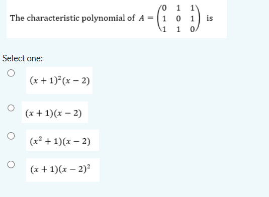 Solved If A2−3A−7I=0 where I is the identity matrix, then | Chegg.com