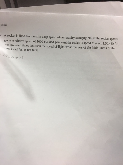 Solved A rocket is fired from rest in deep space where | Chegg.com