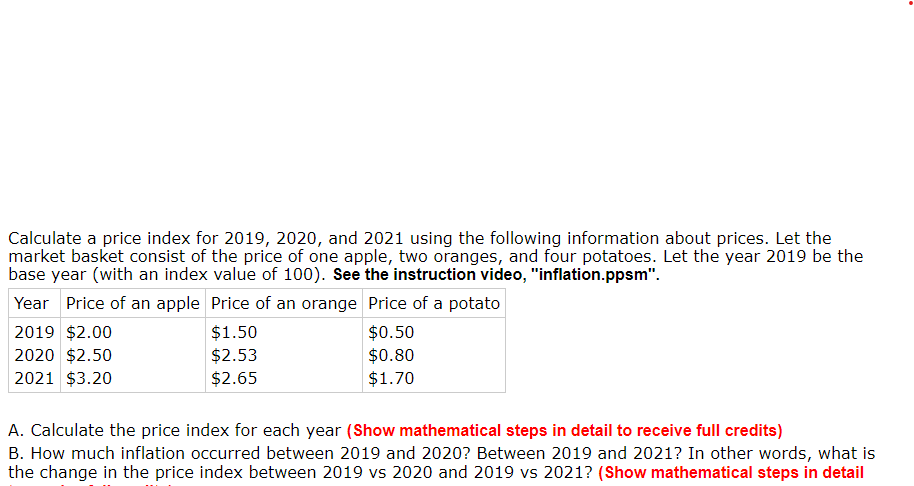 Solved Calculate a price index for 2019,2020 , and 2021 | Chegg.com