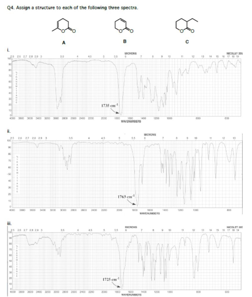 Solved Q4. Assign a structure to each of the following three | Chegg.com