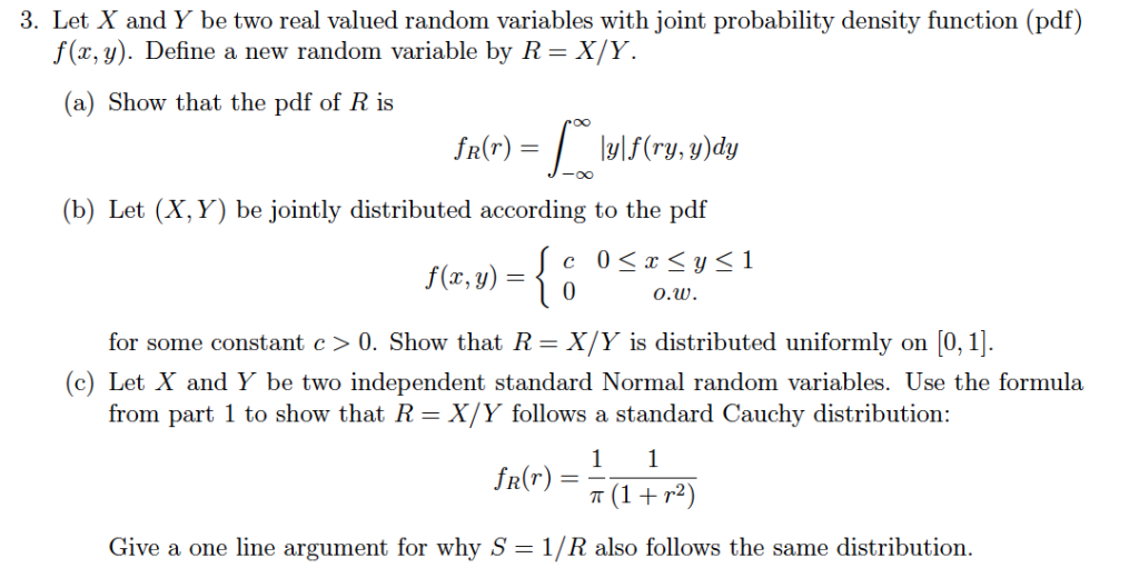 Solved 3. Let X and Y be two real valued random variables | Chegg.com