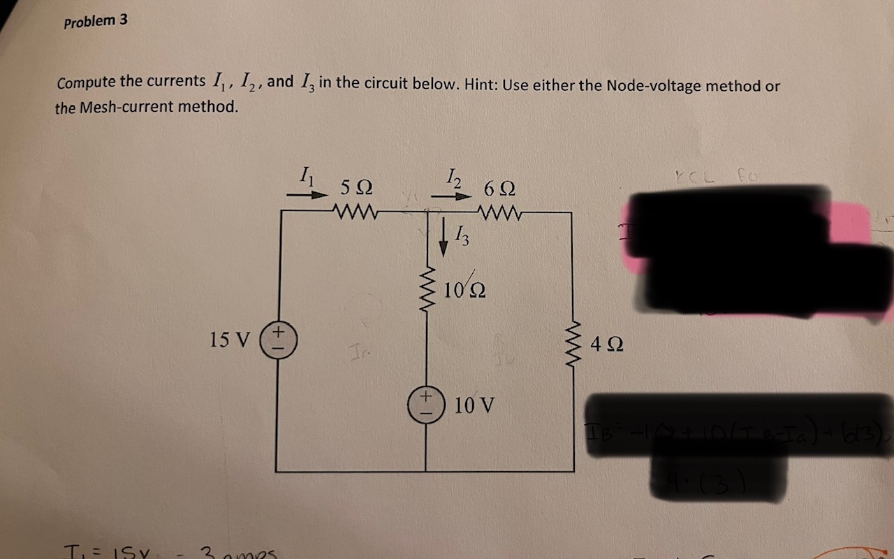 Solved Compute the currents I1,I2, and I3 in the circuit | Chegg.com