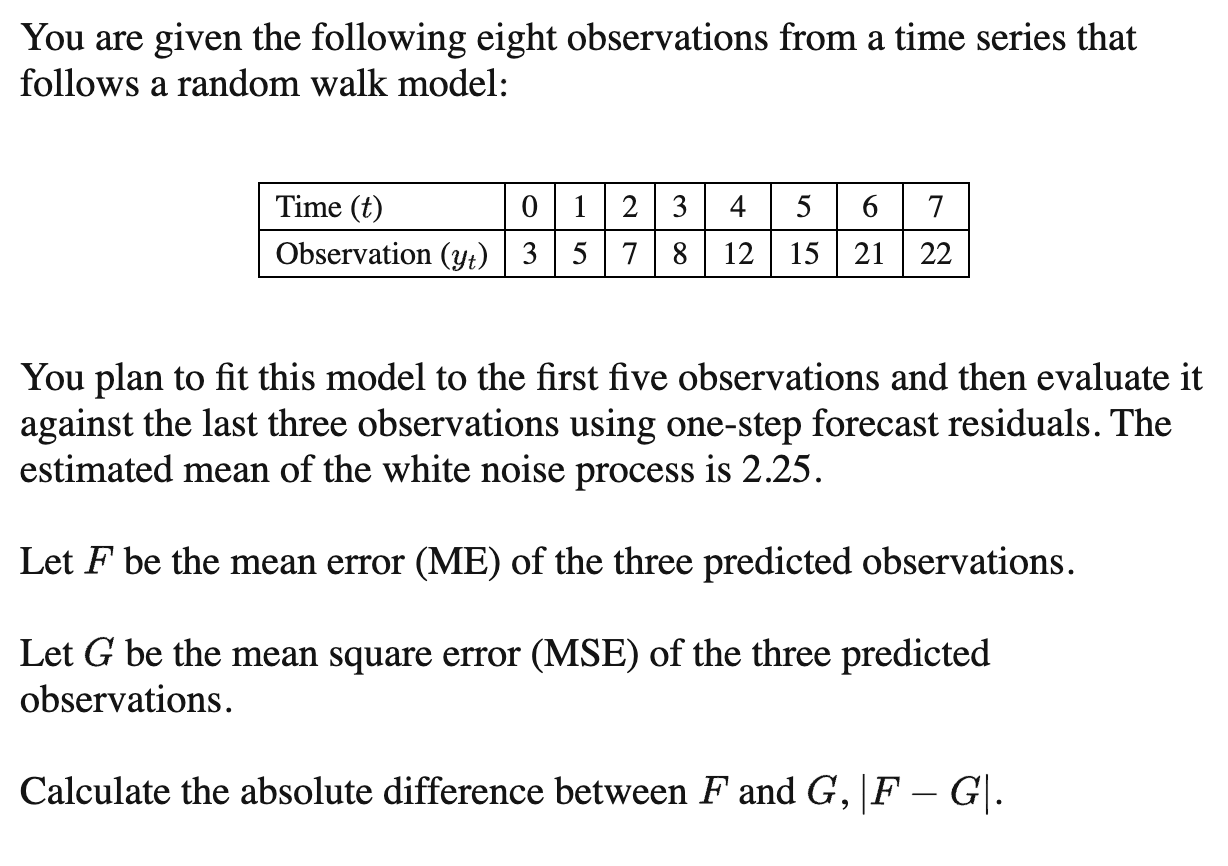 Solved You are given the following eight observations from a | Chegg.com