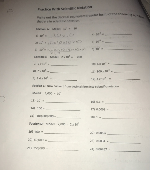 Solved Practice With Scientific Notation Write out the | Chegg.com