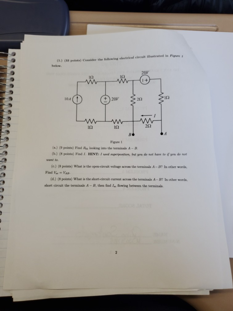 Solved (1.) (33 points) Consider the following electrical | Chegg.com