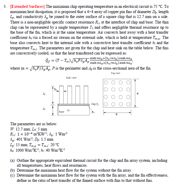 Solved [Extended Surfaces] The maximum chip operating | Chegg.com