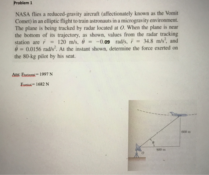Solved Problem 1 NASA flies a reduced-gravity aircraft | Chegg.com
