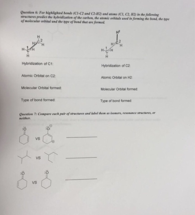 Solved Ouestien &: For highlighted bonds (CI-C2 and C2-H2) | Chegg.com