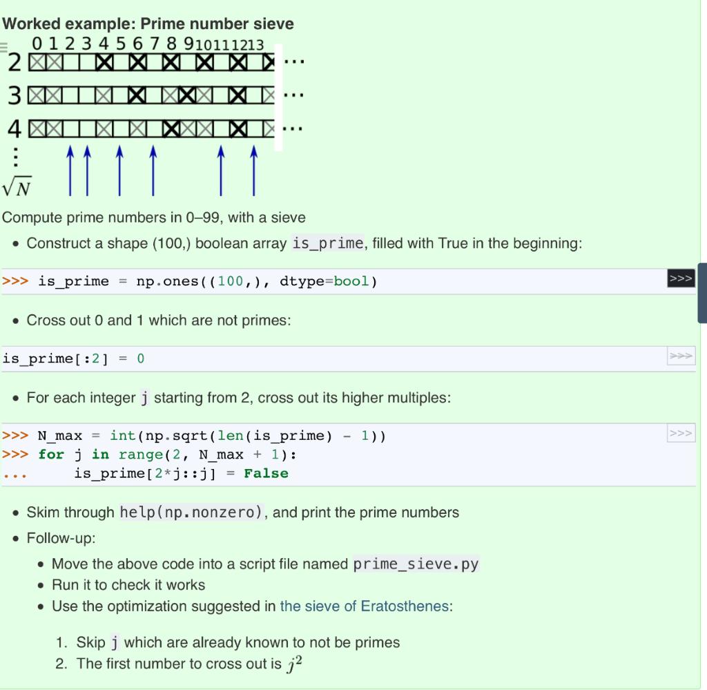 Solved Compute prime numbers in 0-99, with a sieve - | Chegg.com