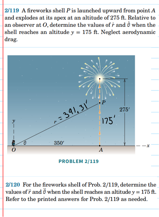 Solved 2/119 A fireworks shell P is launched upward from | Chegg.com