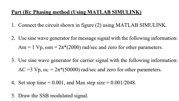 Part (A): Filter method (Using MATLAB SIMULINK) 1. | Chegg.com